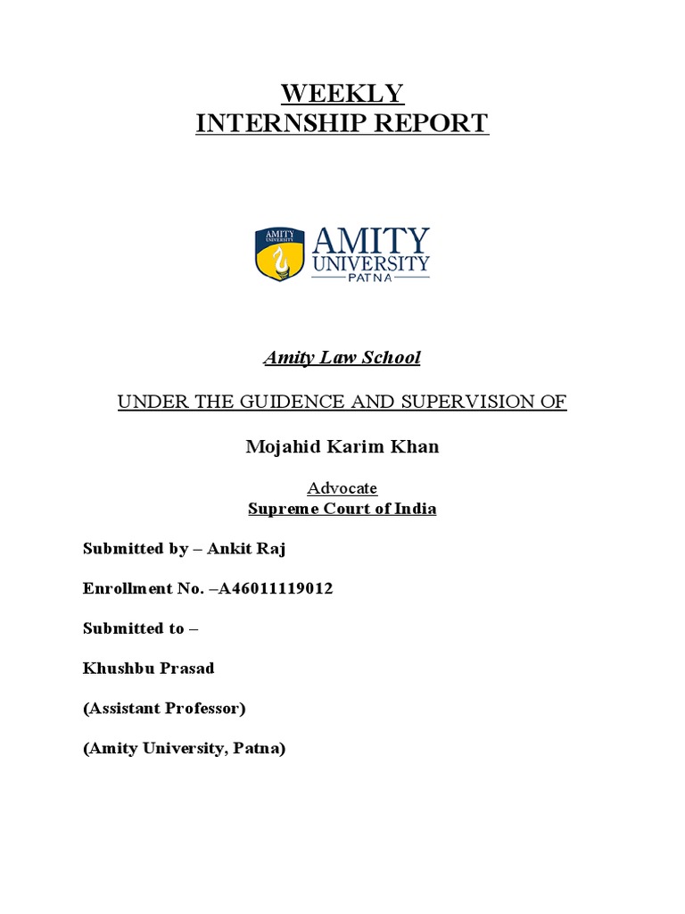 Weekly Internship Report: Amity Law School | PDF | Advocate | Common Law