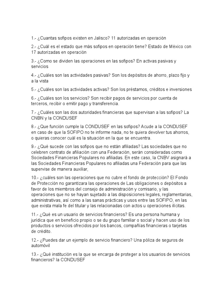Sofipos en México: Regulación y Ejemplos | PDF | Sistema financiero ...