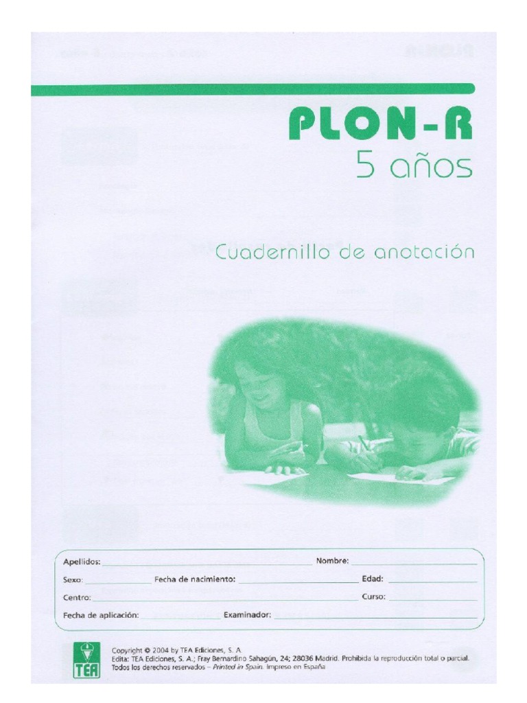 Sesión3 - Test de PLON-R para 5 Años | PDF