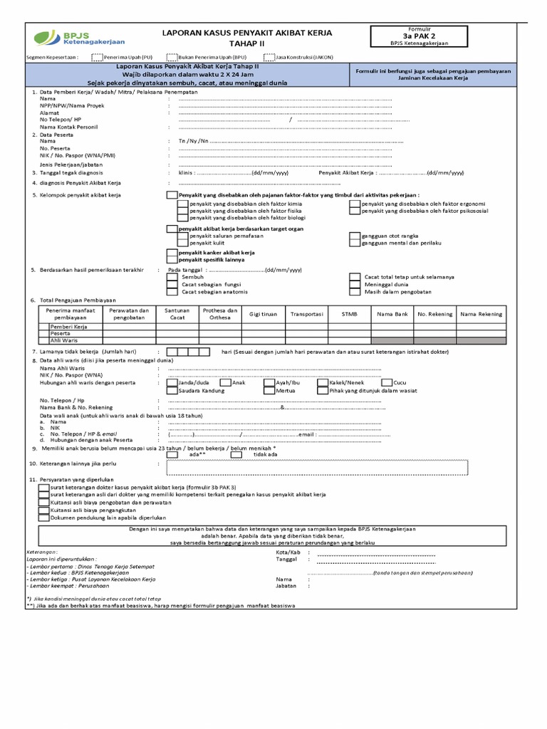 Formulir - 3 - PAK - 2 - BPJS - Ketenagakerjaan | PDF