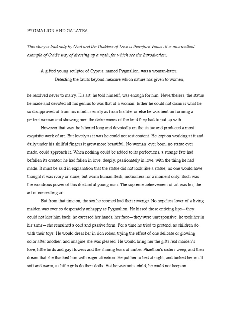 Pygmalion and Galatea | PDF