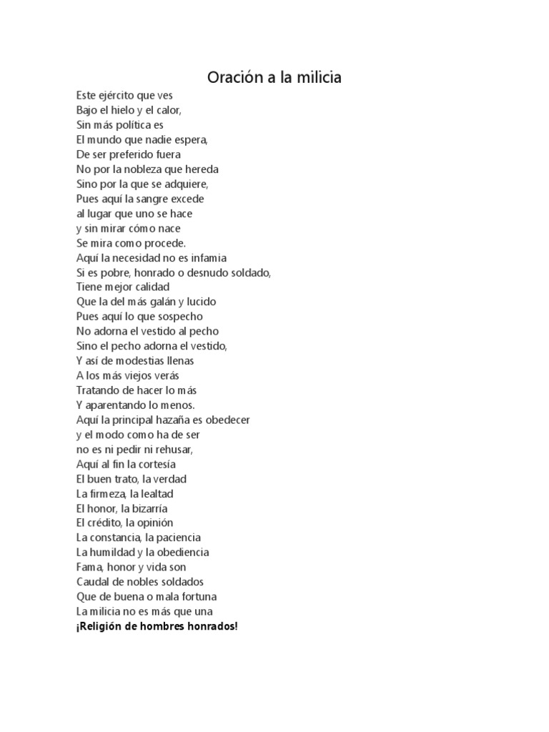 Oración a la milicia | PDF