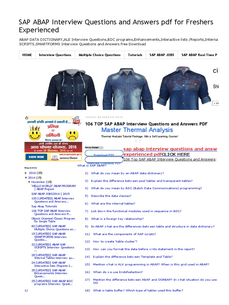 106 Top Sap Abap Interview Questions And Answers Pdf Sap Abap Interview Questions And Answers