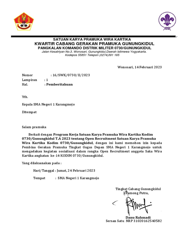 Surat Permohonan Sosialisasi | PDF