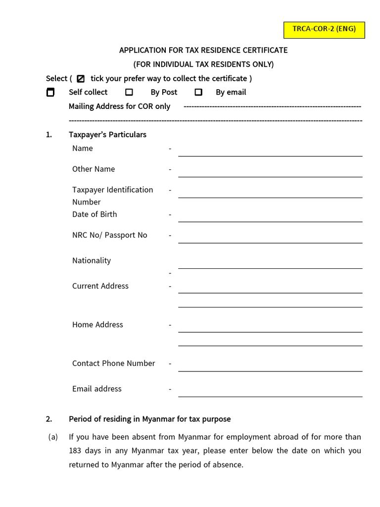 Apply Form (Individual) Eng | PDF | Double Taxation | Taxes