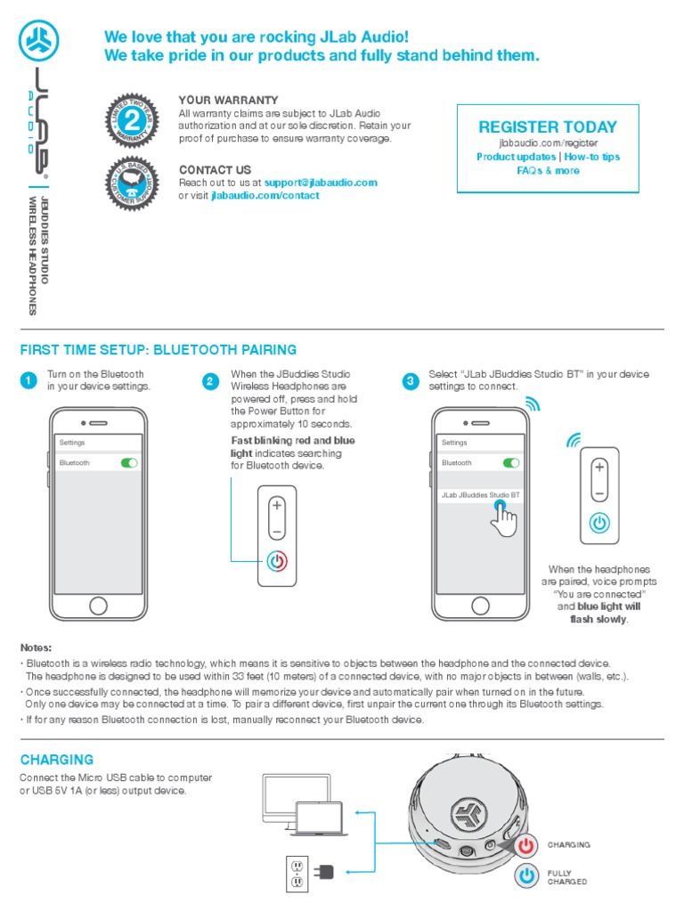 JBuddies Studio Wireless Headphones Guide | PDF | Bluetooth | Headphones