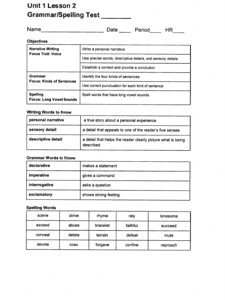 Unit 1 Lesson 2 Packet PDF | PDF