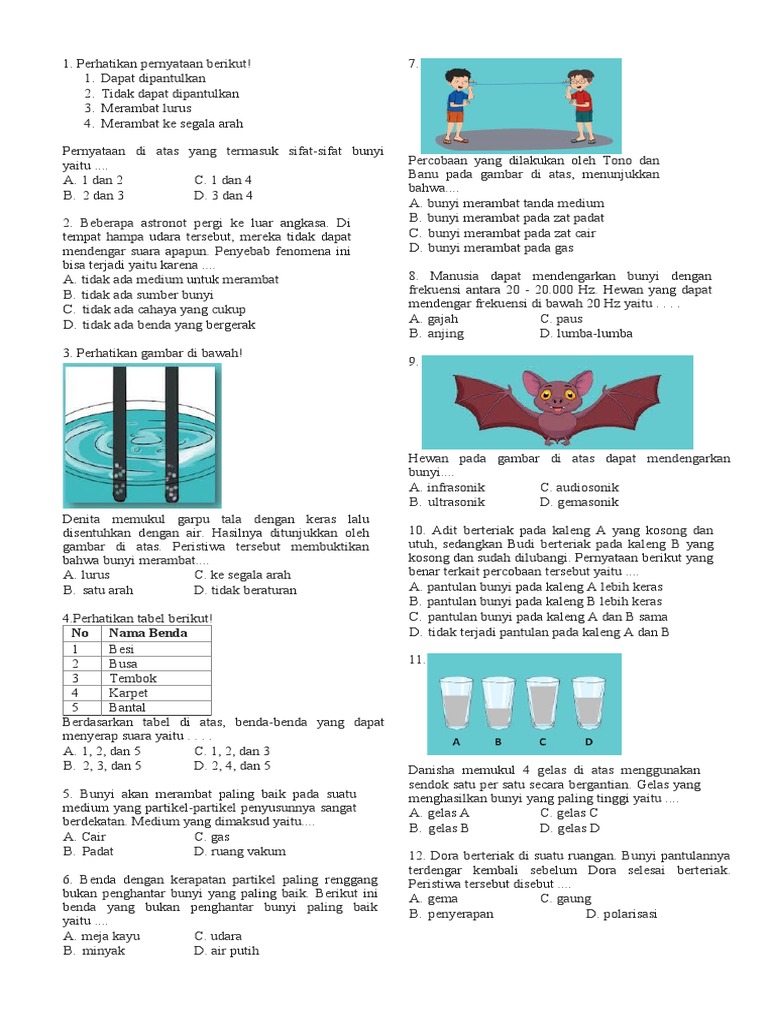 Soal Fisika: Sifat dan Pemantulan Bunyi | PDF | Seni