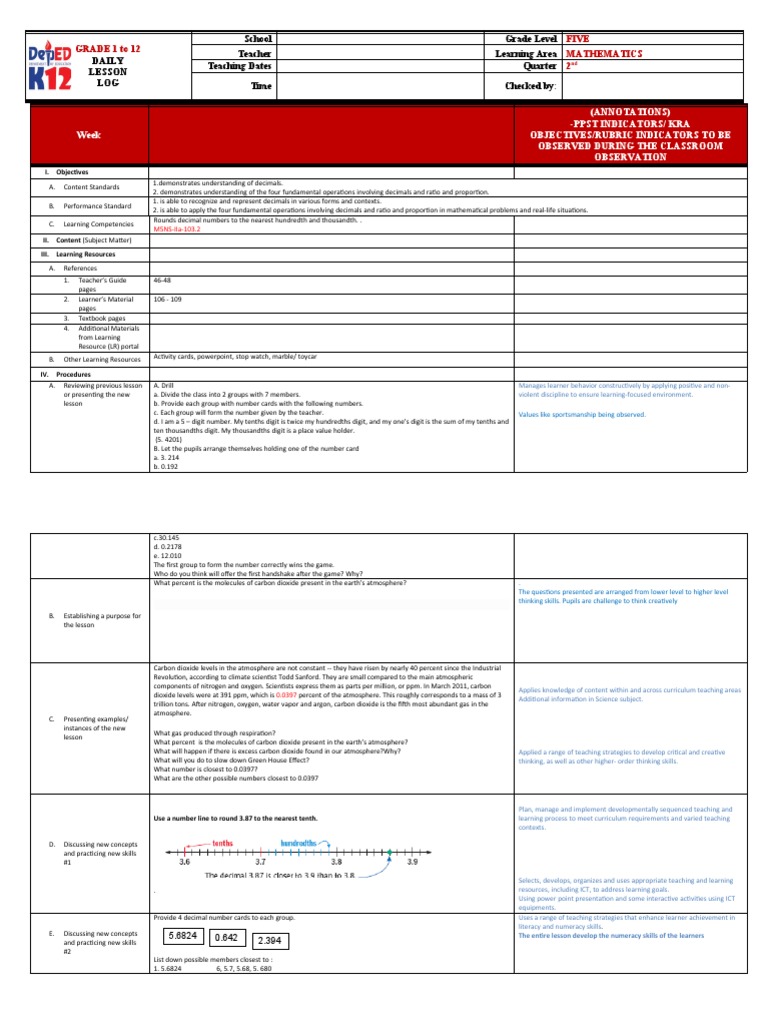 Cot Math 5 2nd Rounding Decimal For Share Pdf Atmosphere