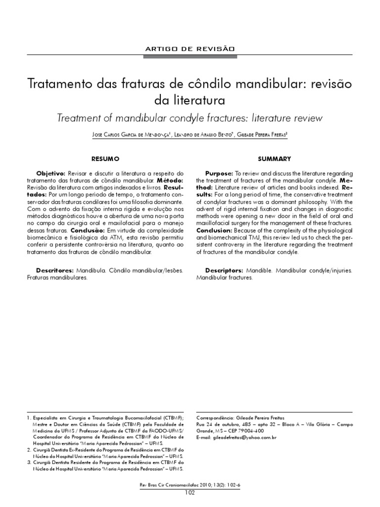 Tratamento de Fraturas de Côndilo Mandibular | PDF | Anatomia | Odontologia