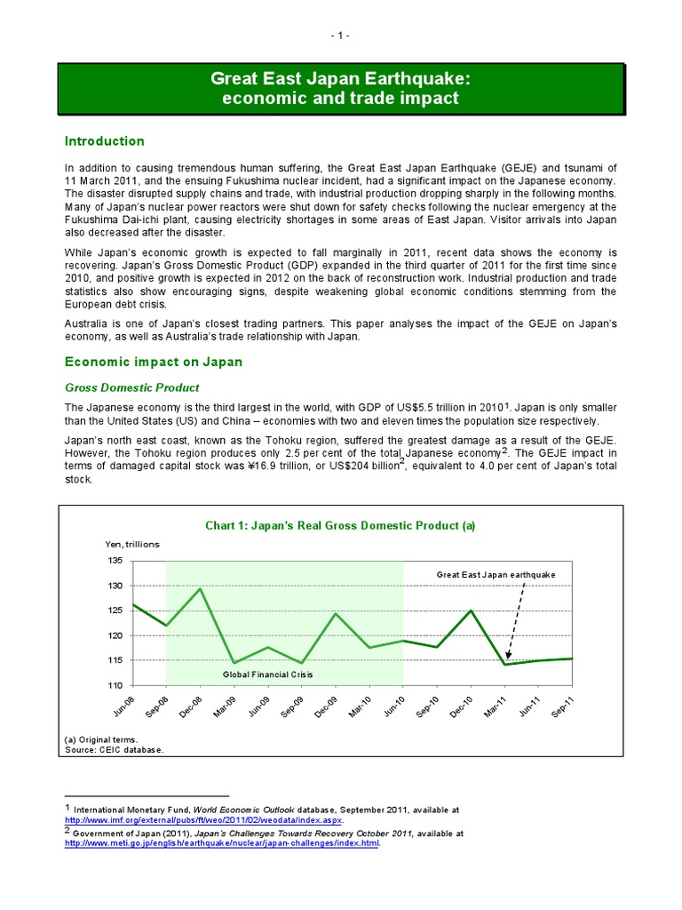 Great East Japan Earthquake Economic and Trade Impact | PDF | Japan ...
