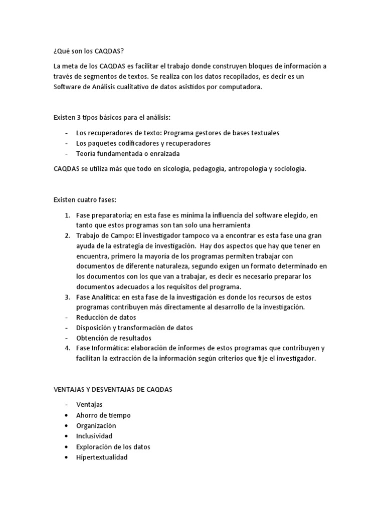 CAQDAS: Análisis Cualitativo Asistido | PDF | Software | Informática
