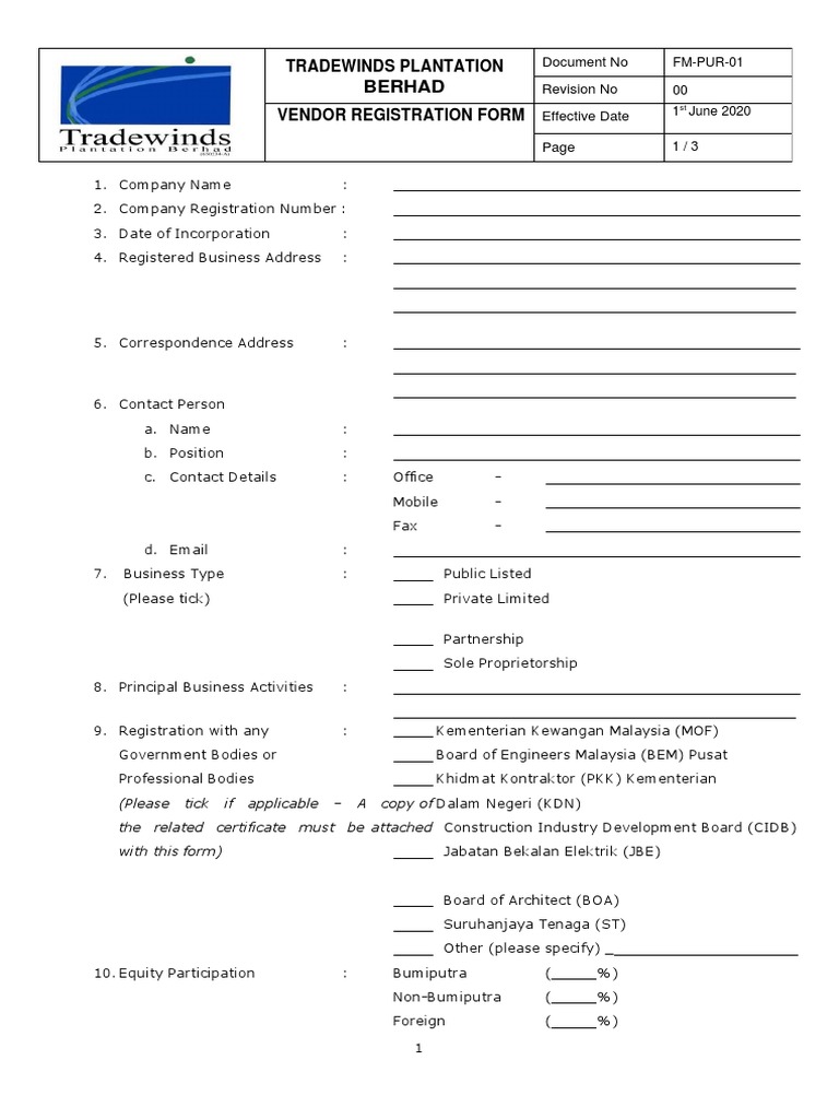 Vendor Registration Form Guide | PDF | Business