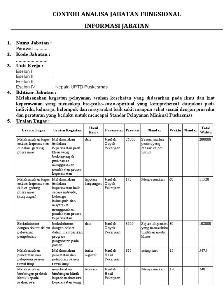 Contoh Anjab Perawat2 | PDF