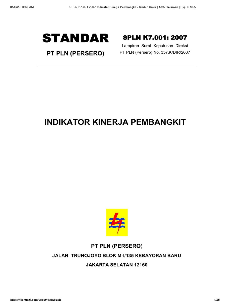 SPLN K7.001 2007 Indikator Kinerja Pembangkit - Unduh Buku - 1-25 ...