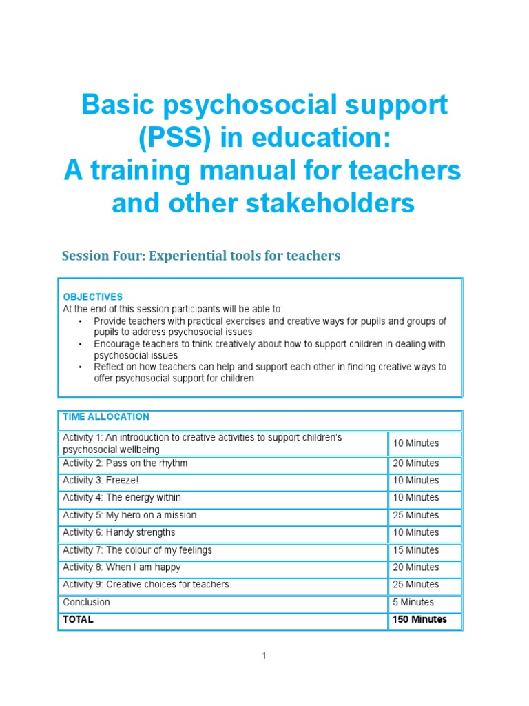 Basic PSS in Education Session 4 Activities | PDF | Mental Health ...
