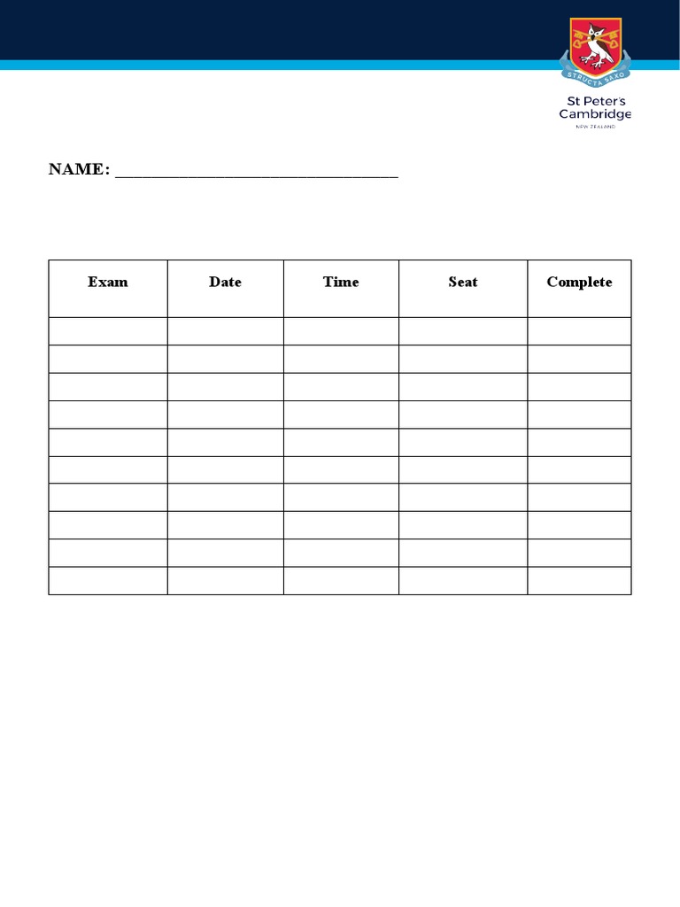 Exam Sheet Student | PDF