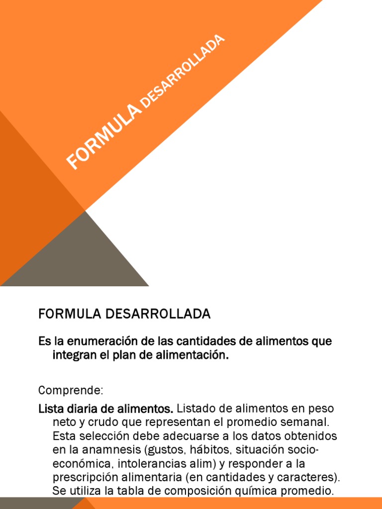 Fórmula Desarrollada | PDF | Alimentos | Leche