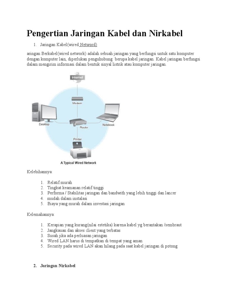 Pengertian Jaringan Kabel dan Nirkabel | PDF | Komputer | Teknologi ...