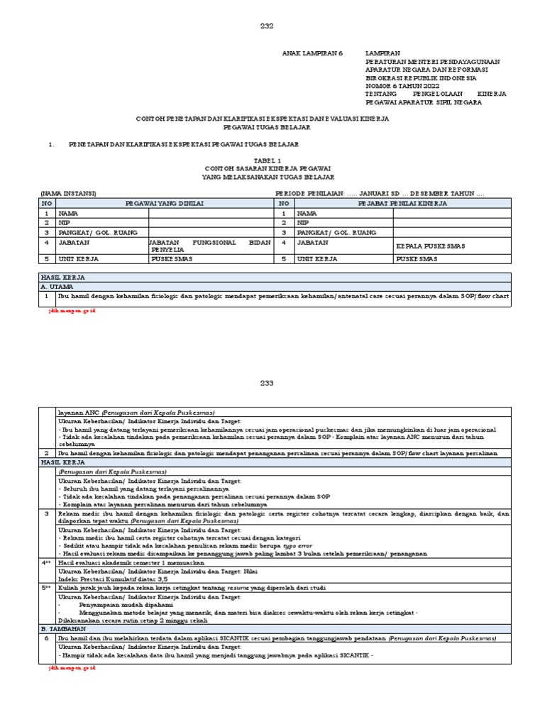 SKP Tubel Permenpan No 6 | PDF | Karier & Perkembangan