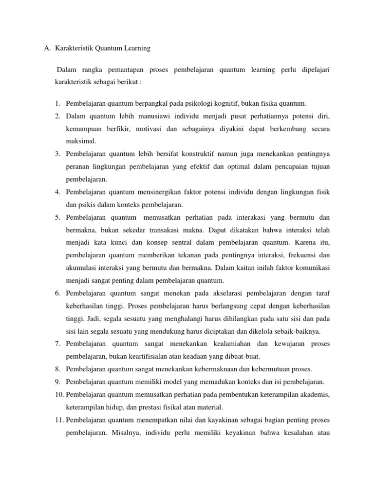 Karakteristik Quantum Learning | PDF