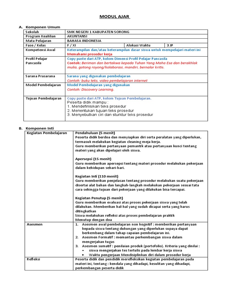 Form Modul Ajar | PDF