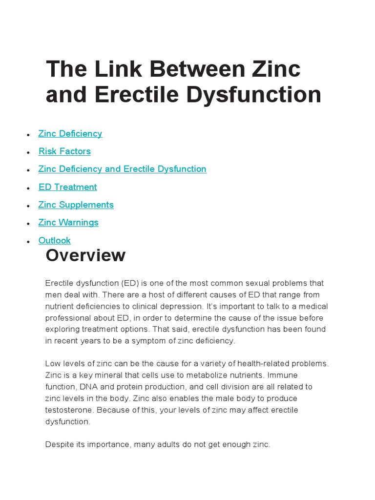 The Link Between Zinc Testoteron and Erectile Dysfunction | PDF | Zinc ...