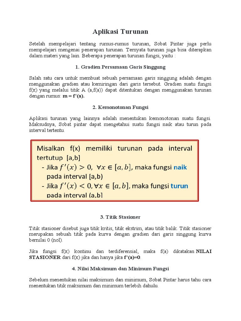 Aplikasi Turunan | PDF