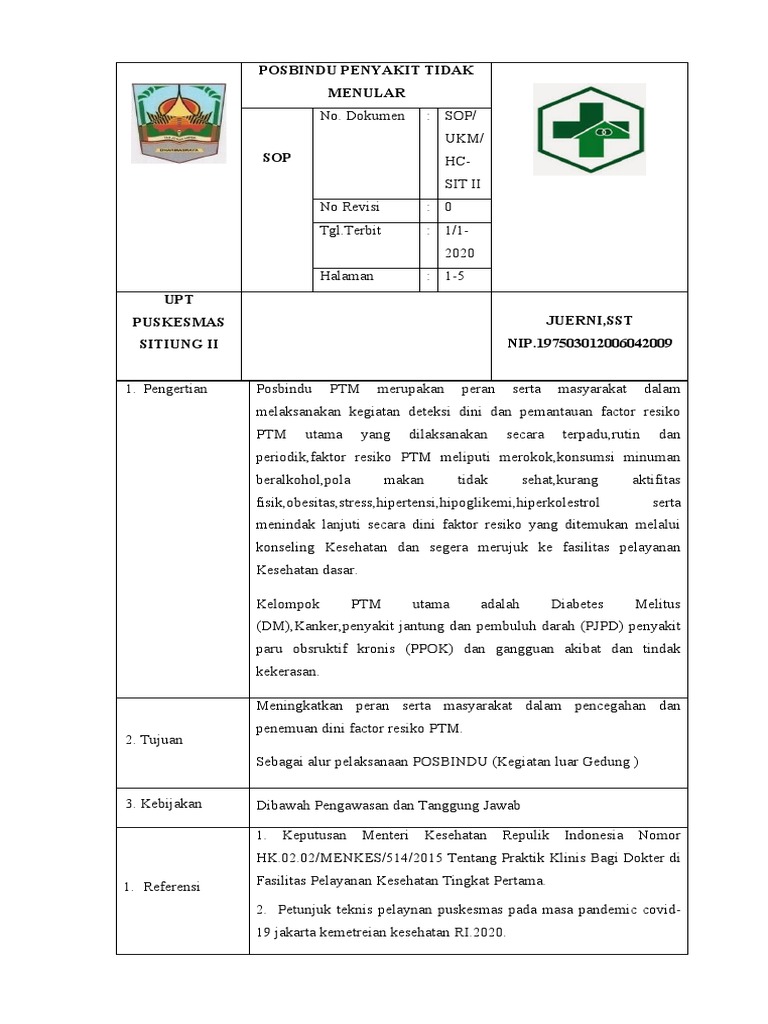 Sop Terkait Kegiatan PTM Di Posbindu | PDF | Pengembangan Diri | Sains & Matematika