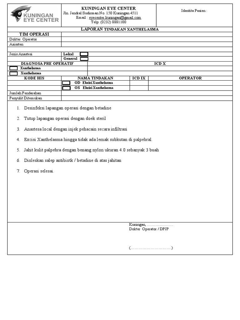 Form Lap Xanthelasma | PDF