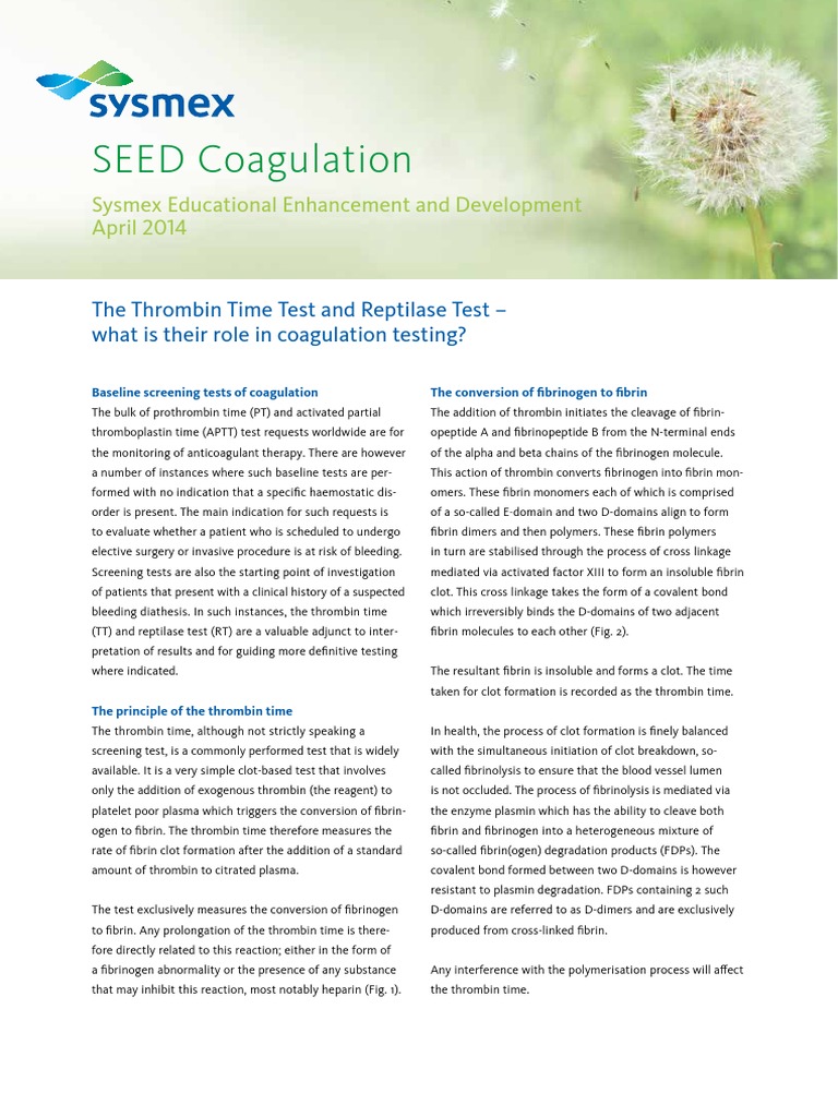 The Thrombin Time Test and Reptilase Test - What Is Their Role in ...