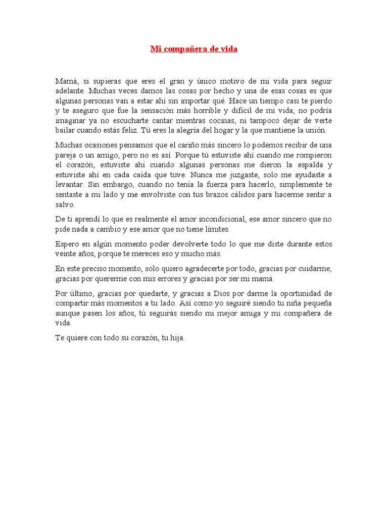 Carta Para Mamá Pdf