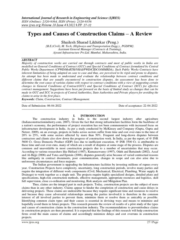 Types & Causes of Claims | PDF | Mediation | Arbitration