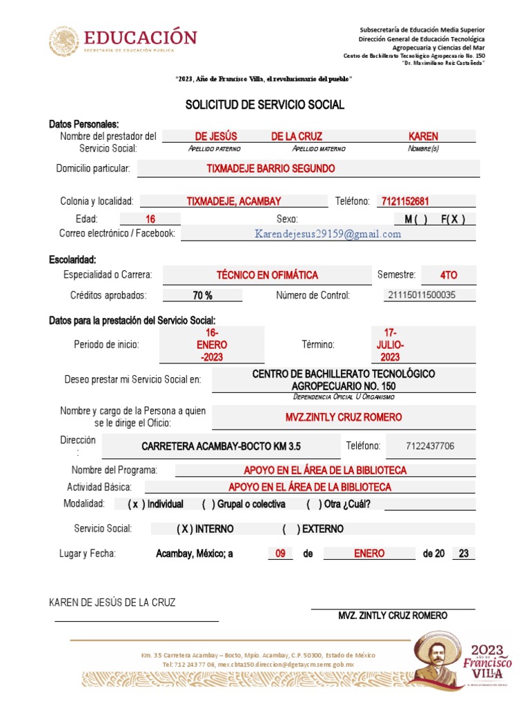 Formatos Servicio Social 4tos | PDF | México