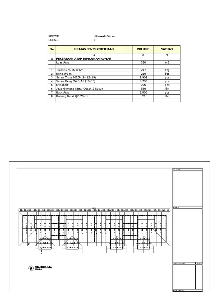 Rab & Gambar Baja Ringan Rumah Dinas | PDF
