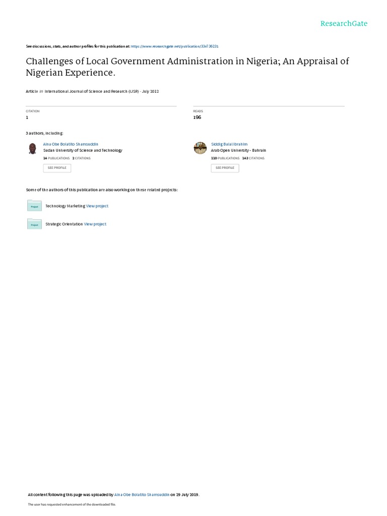 Challenges of Localgovernment Administration in | PDF | Governance ...