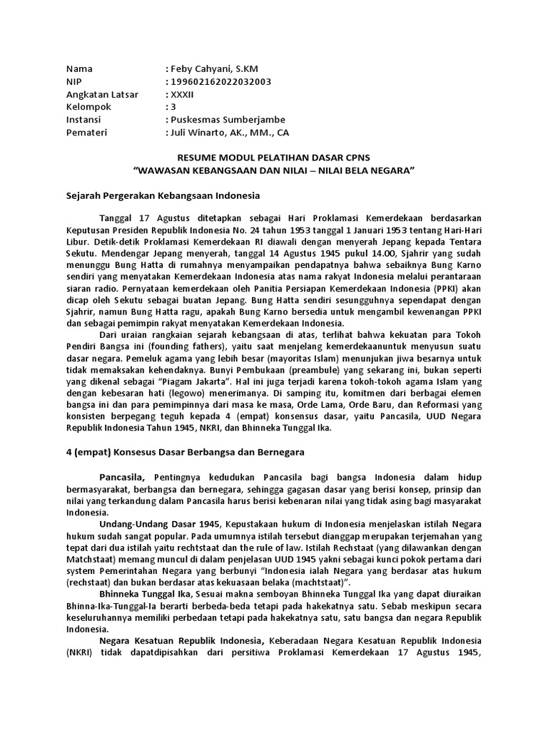 Resume Modul Wawasan Kebangsaan | PDF