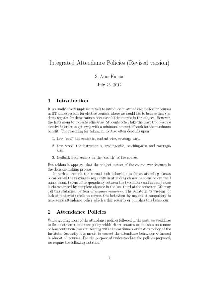 Attendance Policies | PDF | Mathematics