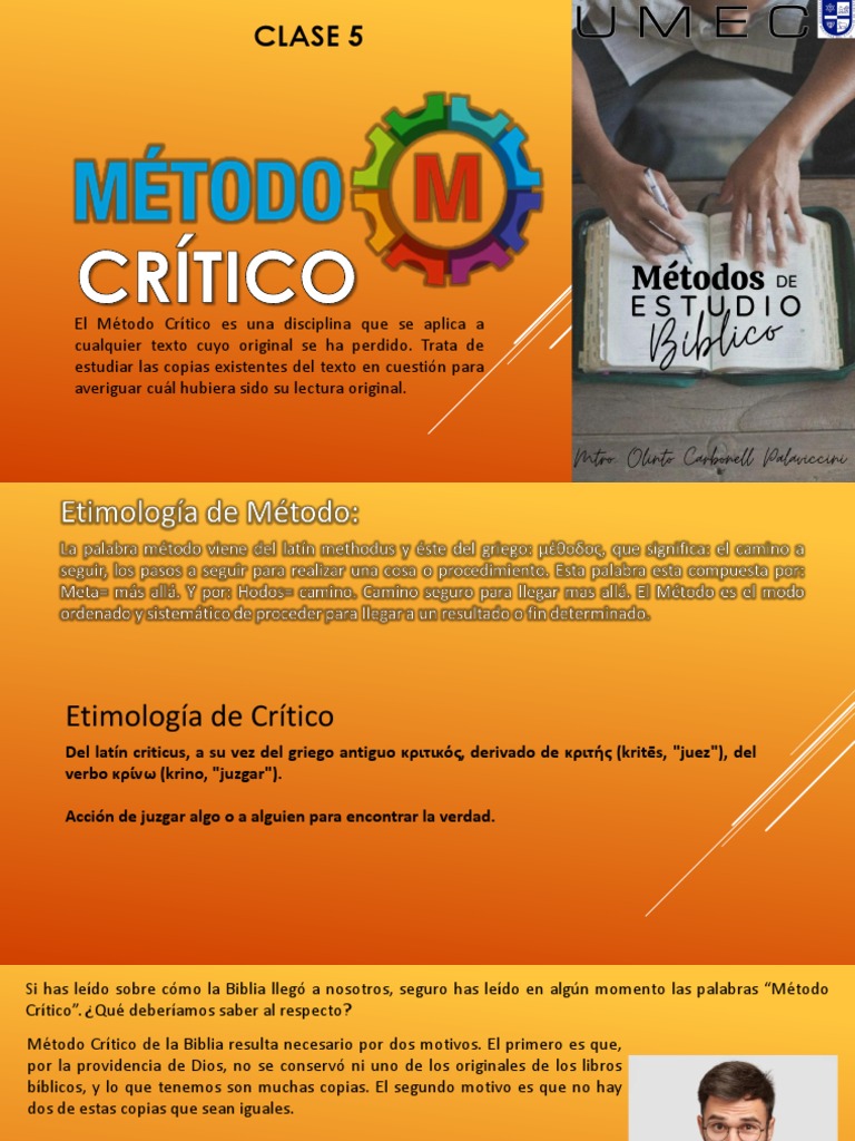 Método Crítico en el Estudio Bíblico | PDF | Crítica textual | Biblia