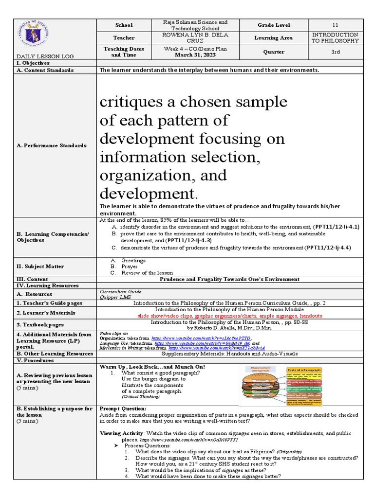 DLP Cot1 Philo | PDF | Learning | Cognition