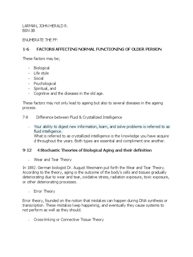 Geriatrics Assignment | PDF | Ageing | Senescence