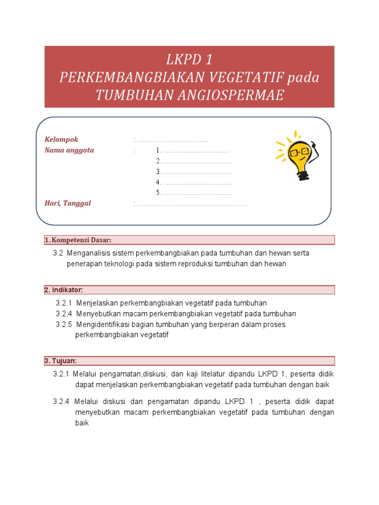 LKPD Perkembangbiakan Vegetatif | PDF
