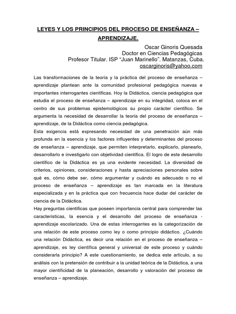 Leyes y Principios Didact.10 | PDF | Enseñando | Aprendizaje