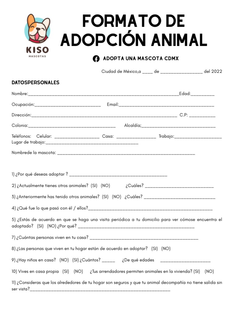 Formatode Adopción Animal | PDF | Adopción