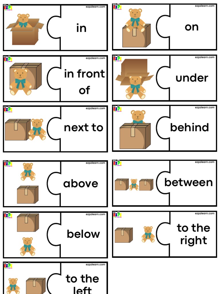 Prepositions Kids Puzzle Match | PDF