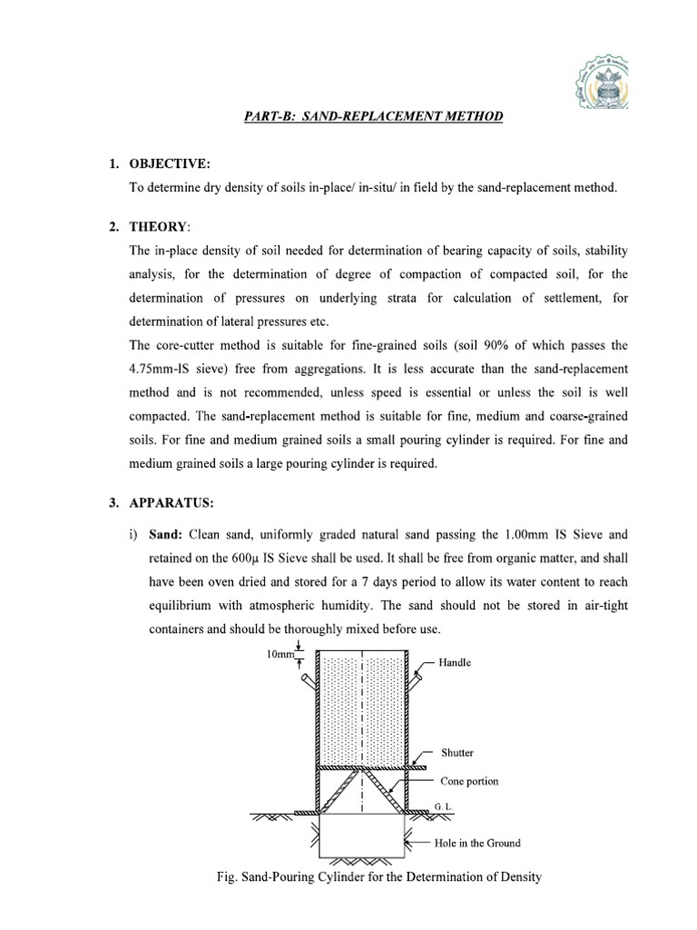 Sand Replacement Method Pdf