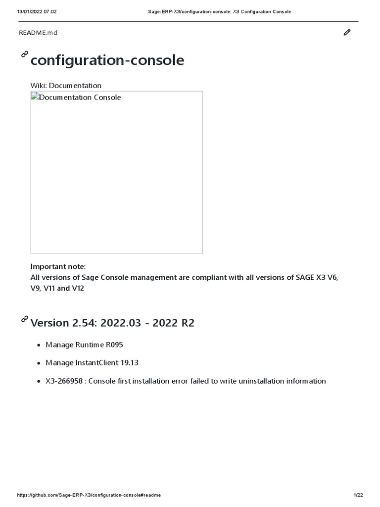 Sage Erp X3 Configuration Console Version History Pdf Command Line Interface Microsoft Sql