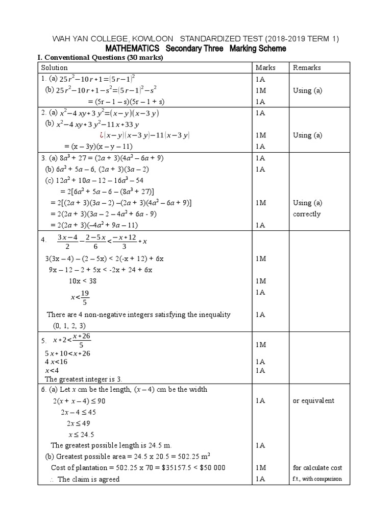 1819T1 ST S3 Math MS | PDF