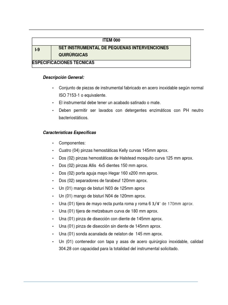 Set Instr de Pequeñas Interv Quir | PDF