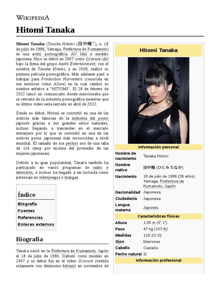 Hitomi Tanaka - Wiki | PDF | Japón